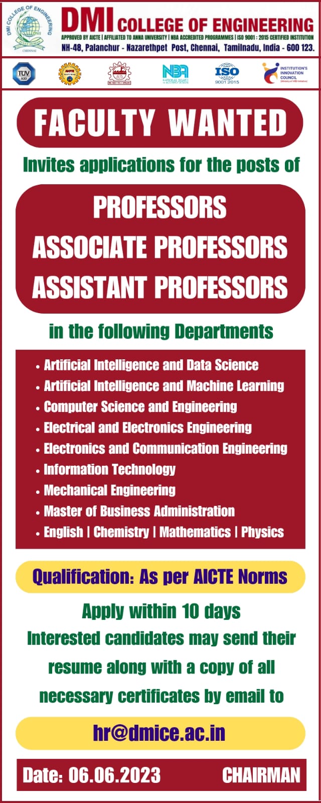 DMI COLLEGE OF ENGINEERING